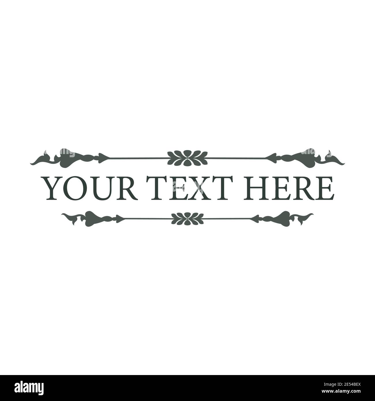 Decorative text or title frame isolated on white color background ...