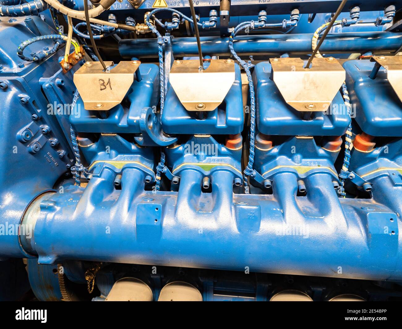 Engine block of biogas cogeneration unit. Waste biogas combustion and ...