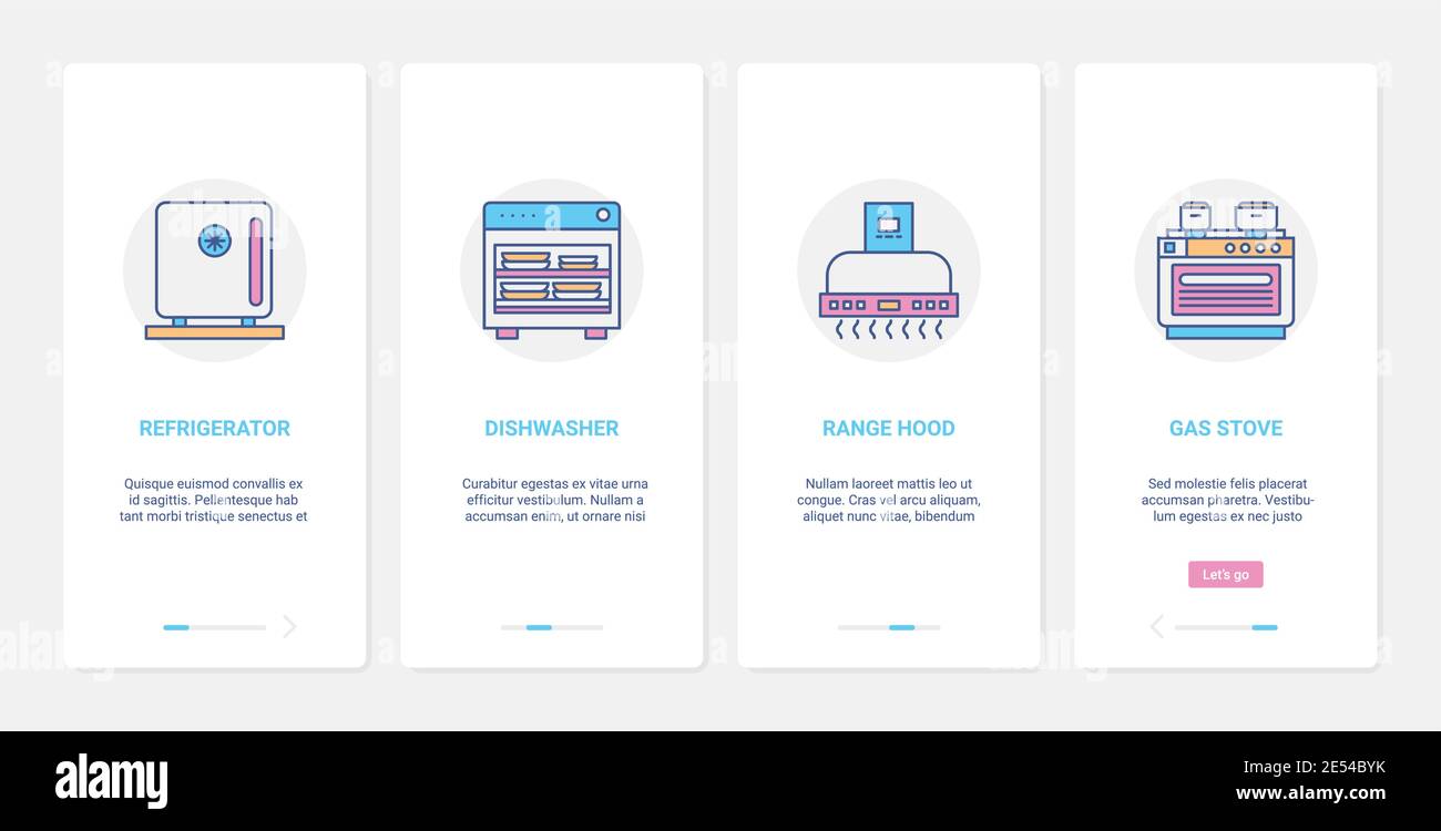 Kitchen electrical home appliances, equipment vector illustration. UX ...