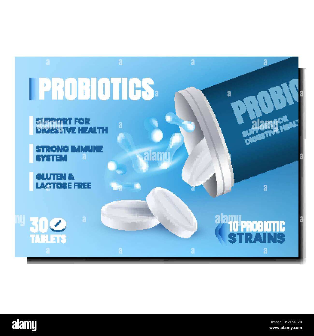 Probiotics Medicine Treatment Promo Banner Vector Stock Vector Image ...