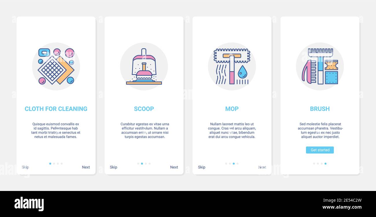 Household tools devices for cleaning home vector illustration. UX, UI ...