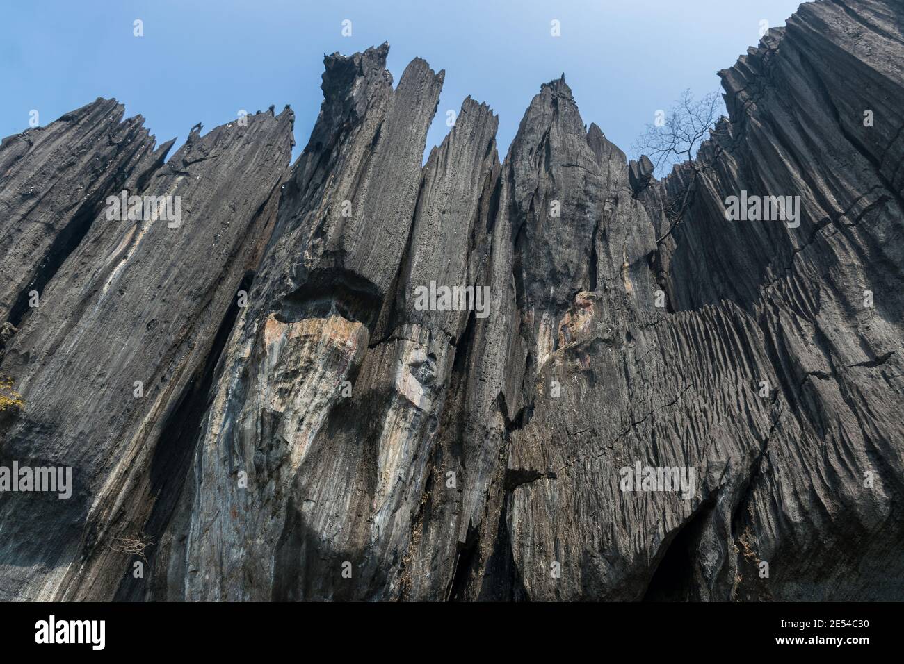 Panoramic view of massive and unusual karst rock formation or outcrop ...