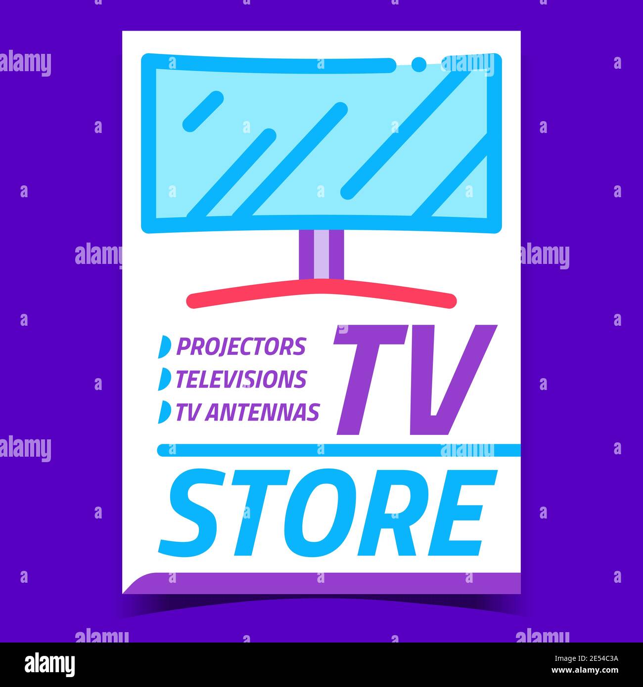 Tv Retail Store Creative Promotional Poster Vector Stock Vector Image ...
