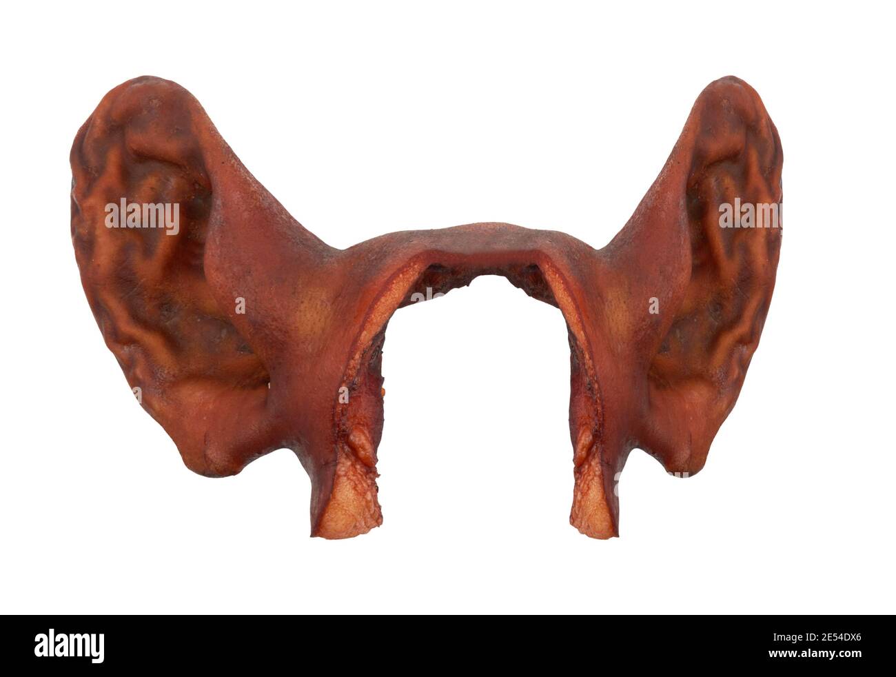 Smoked pork ears isolated on a white background Stock Photo - Alamy