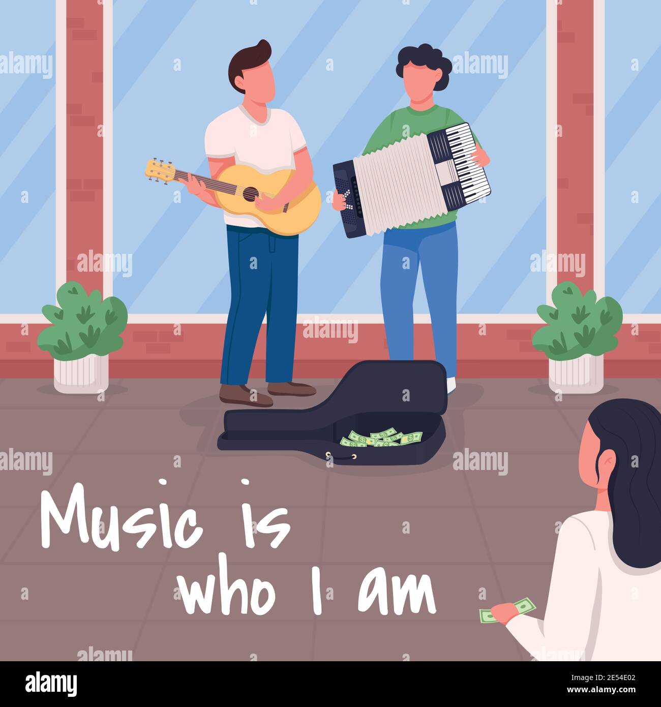 Busking musicians Stock Vector Images - Alamy