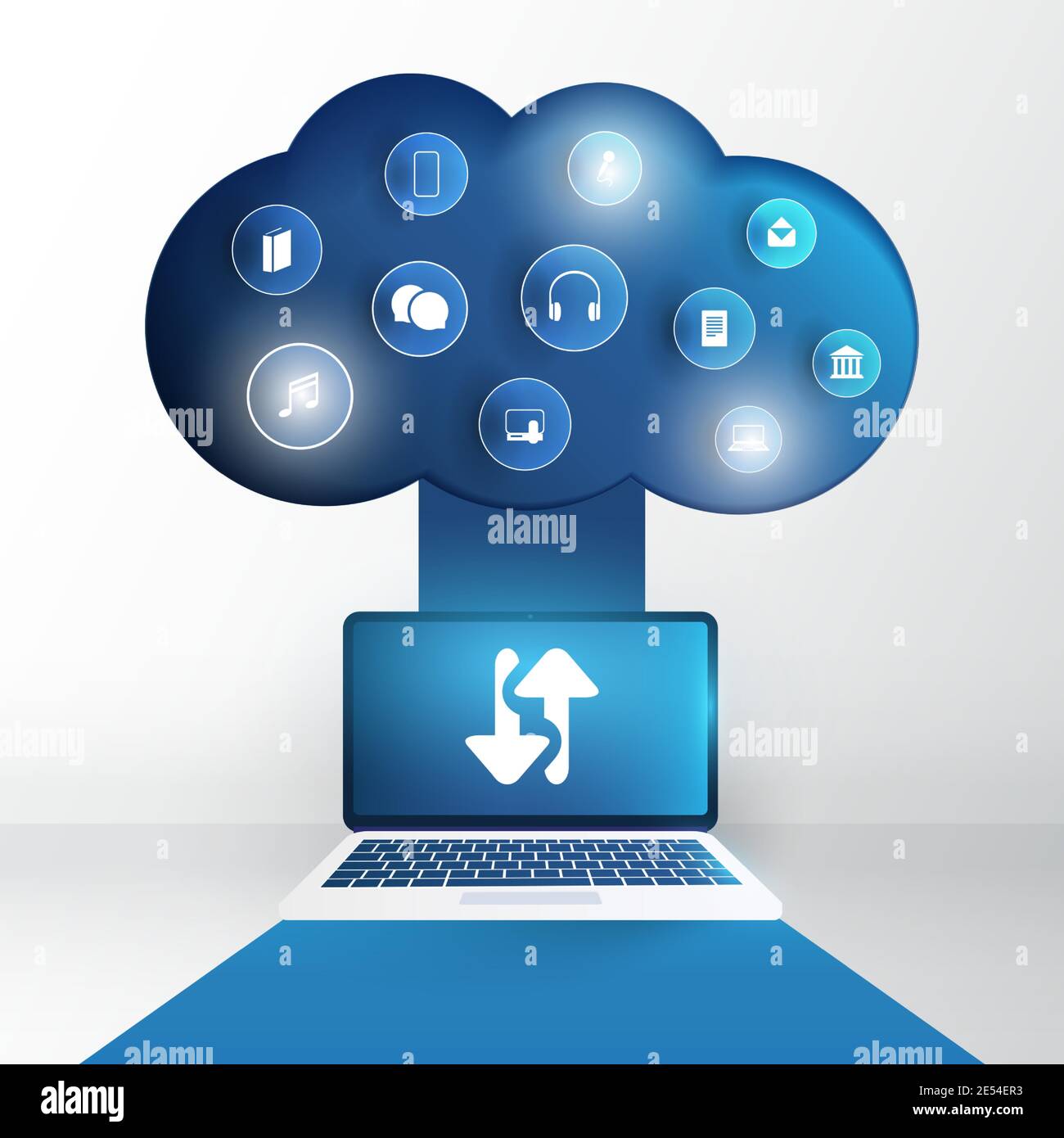 Cloud Computing Technology Design Concept with Laptop and Icons ...