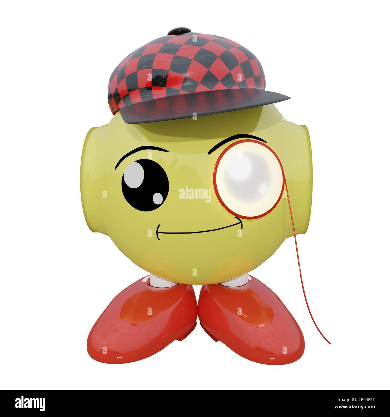 funny robot emoticon with cap and monocle. 3d rendering Stock Photo - Alamy