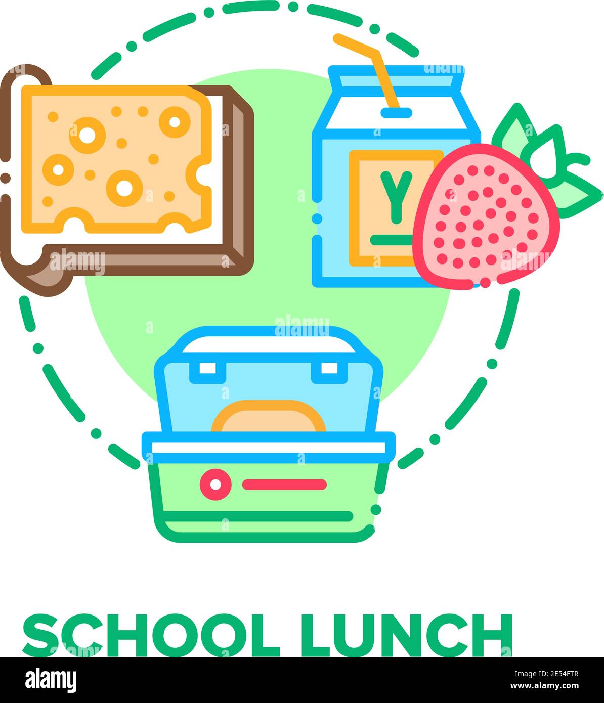 School Lunch Vector Concept Color Illustration flat Stock Vector Image ...