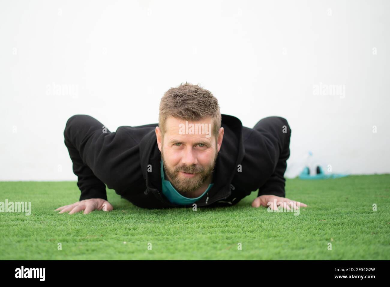 Strong young sportsman doing push hi-res stock photography and images ...
