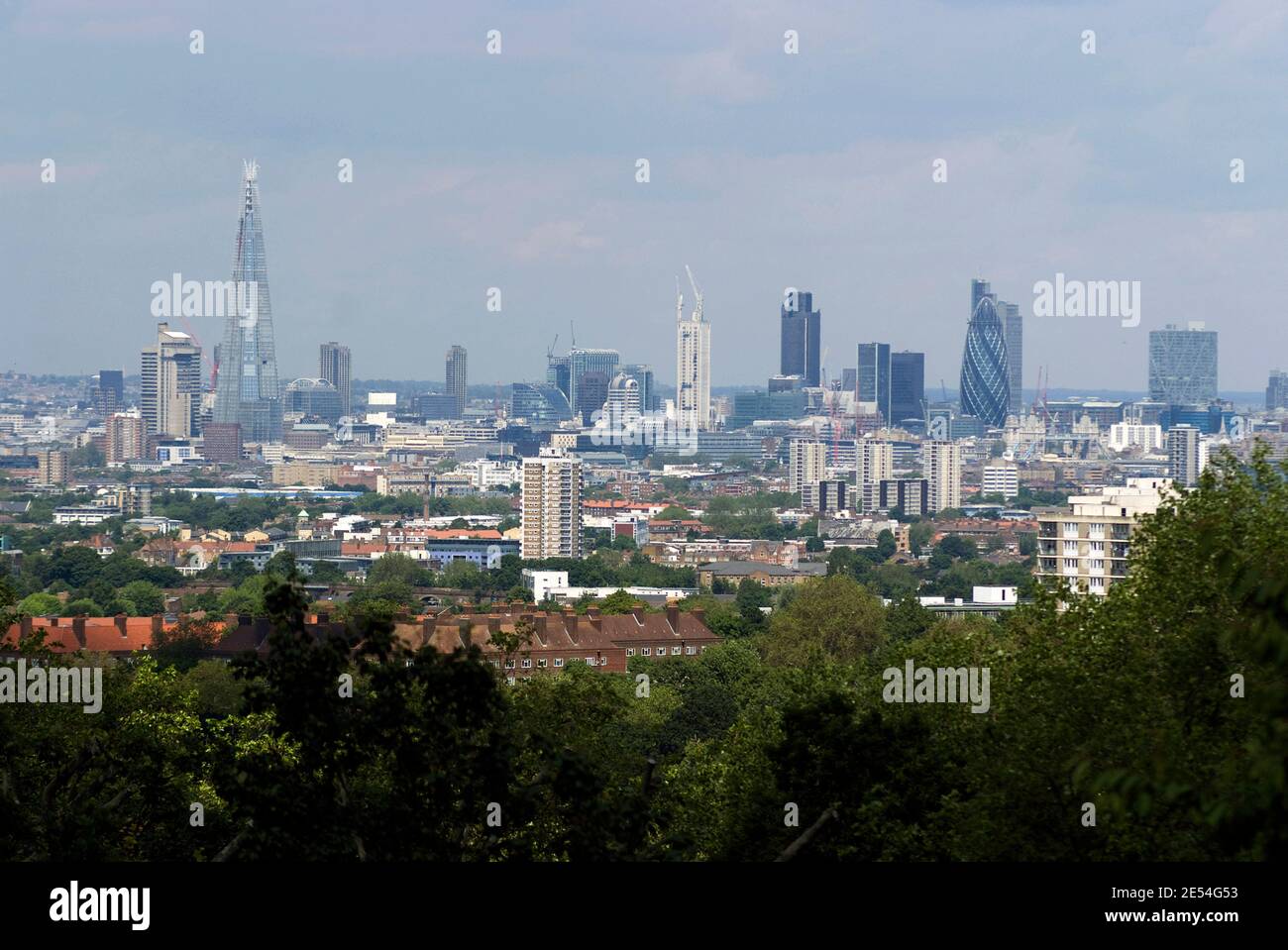 View of London from One Tree Hill, Honor Oak Park, London, SE5, England ...