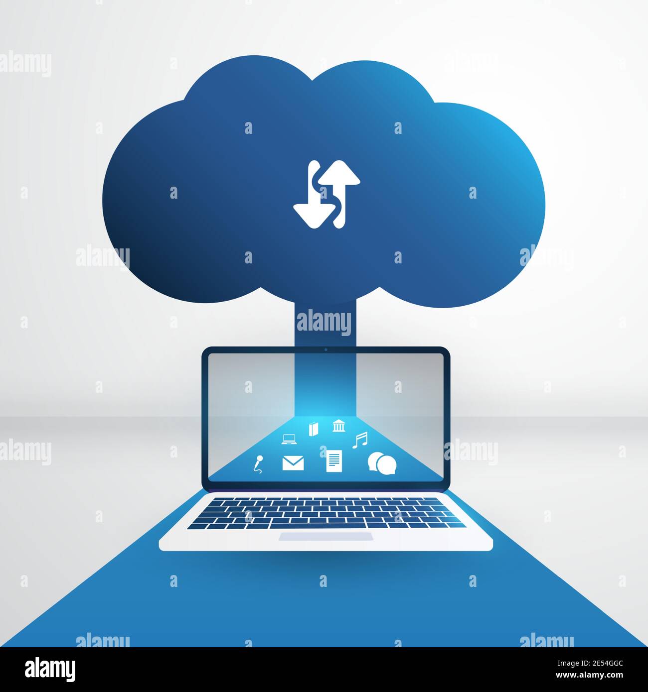 Cloud Computing Technology Design Concept with Laptop and Icons ...