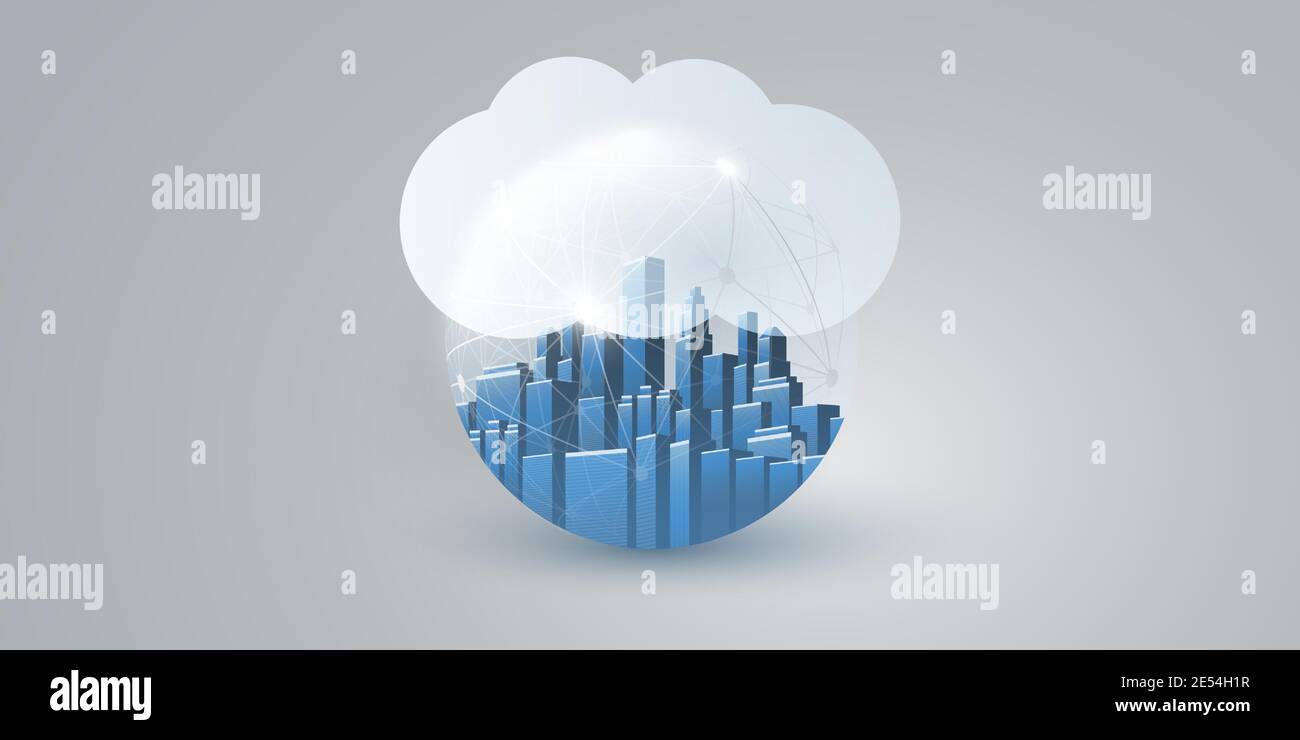 Smart City, Cloud Computing Design Concept with Transparent Globe ...