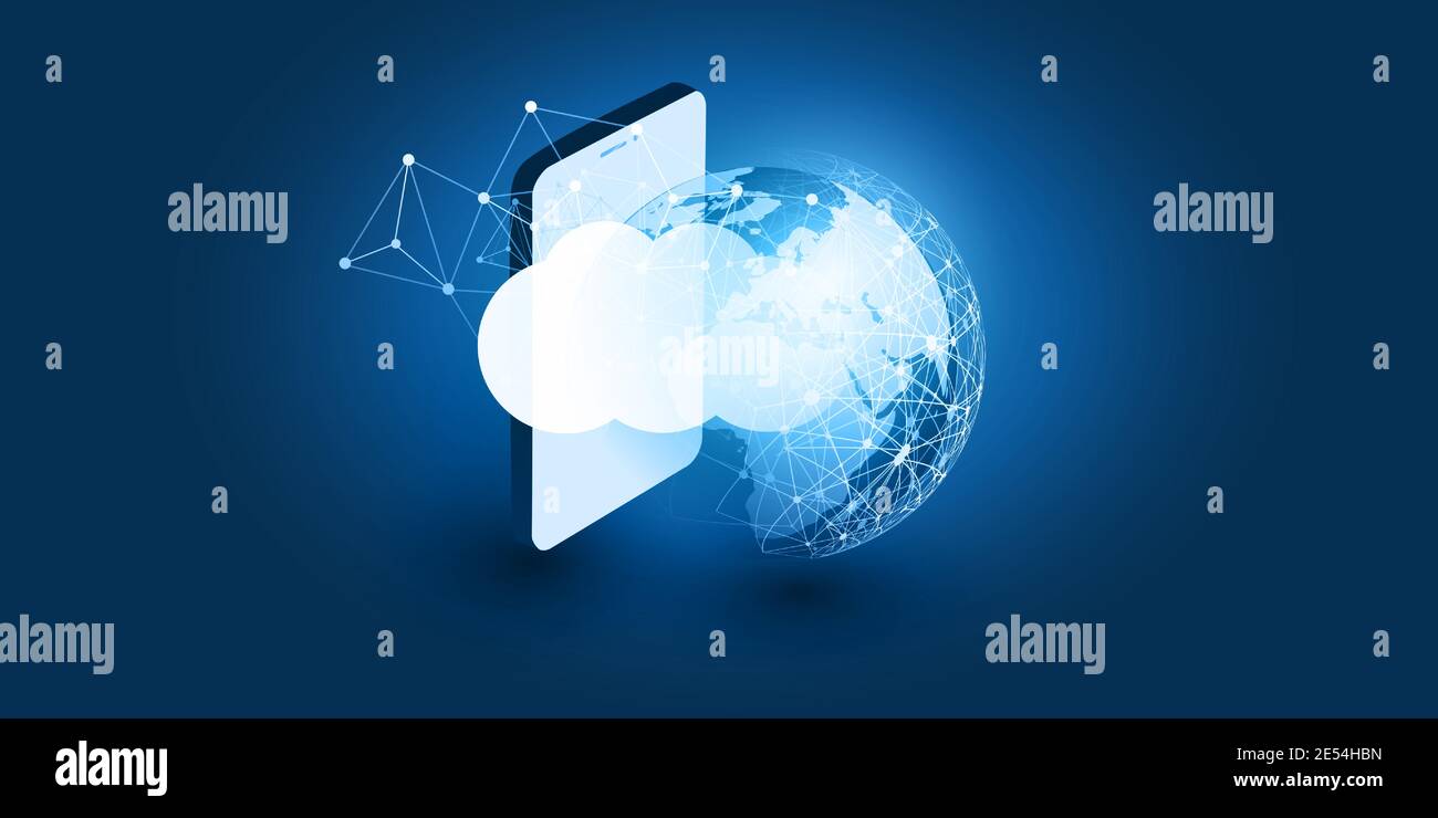 Futuristic Cloud Computing, Network Design Concept - Digital Connections, Technology Background ...