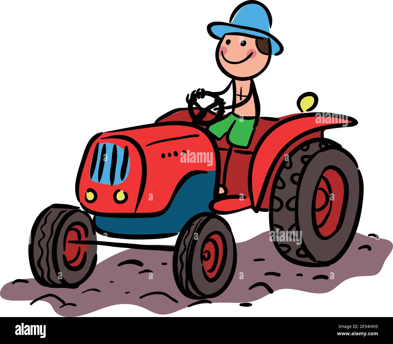 A Stick figure farmer in a tractor. stock illustration vector Stock ...