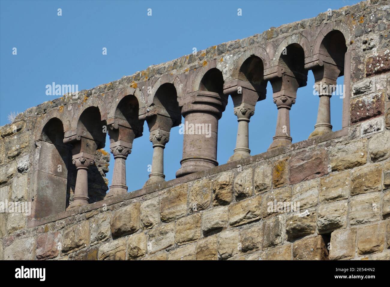 Stone Wall With Arcade Columns Stock Photo - Alamy