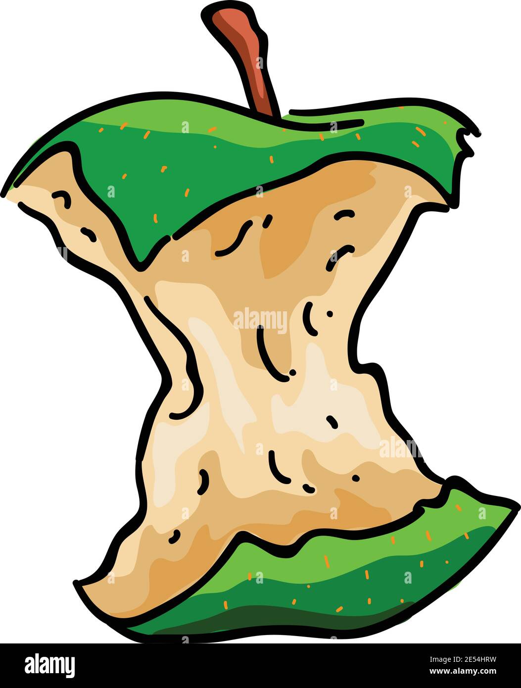 Bitten Green apple vector illustration isolated in white background ...