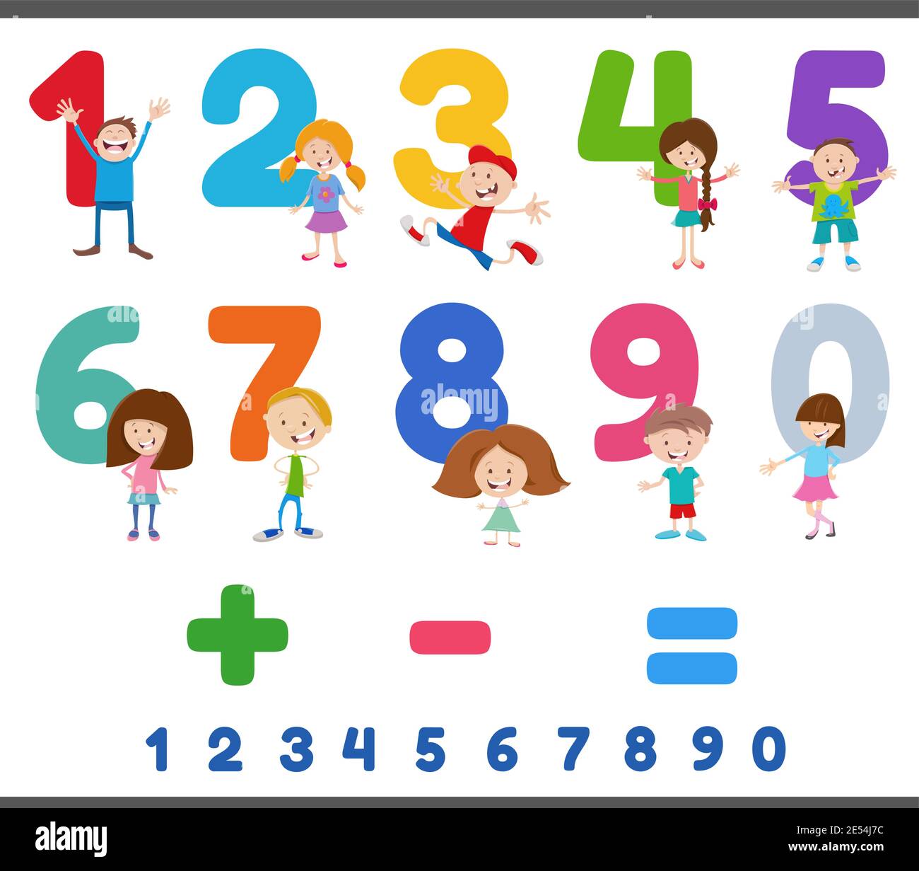 Cartoon illustration of educational numbers set from one to nine with ...