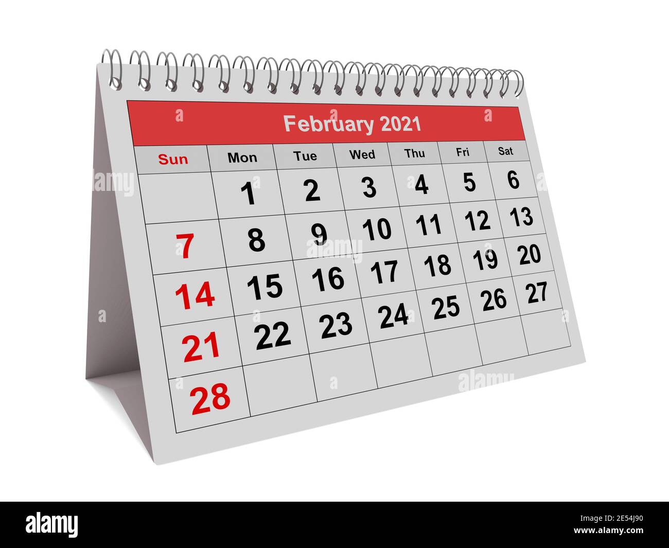One page of the annual monthly calendar - month February 2021 Stock ...