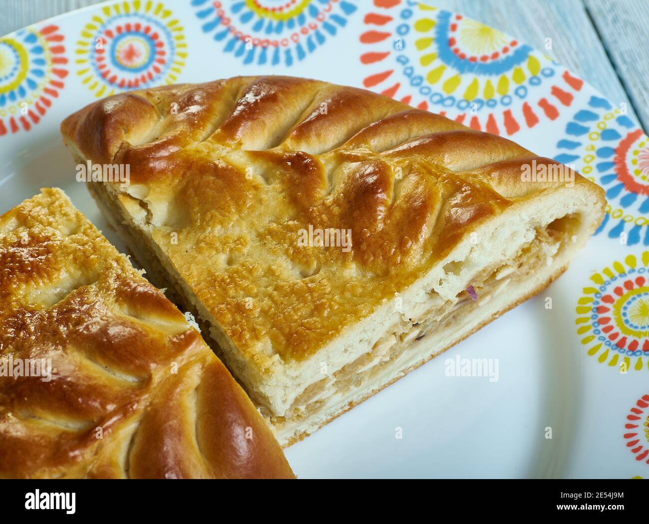 Hoenderpastei - Traditional South African chicken-pot pie topped Stock ...