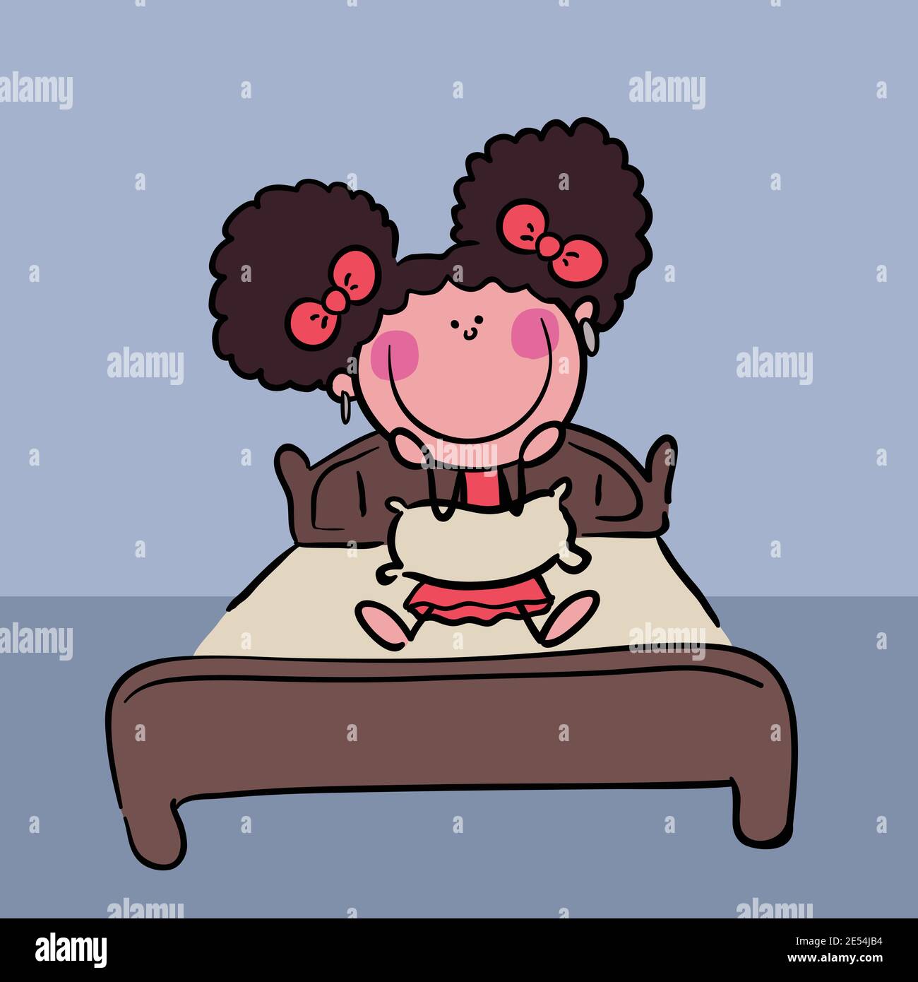 Beauty girl in bed wake Stock Vector Images - Alamy