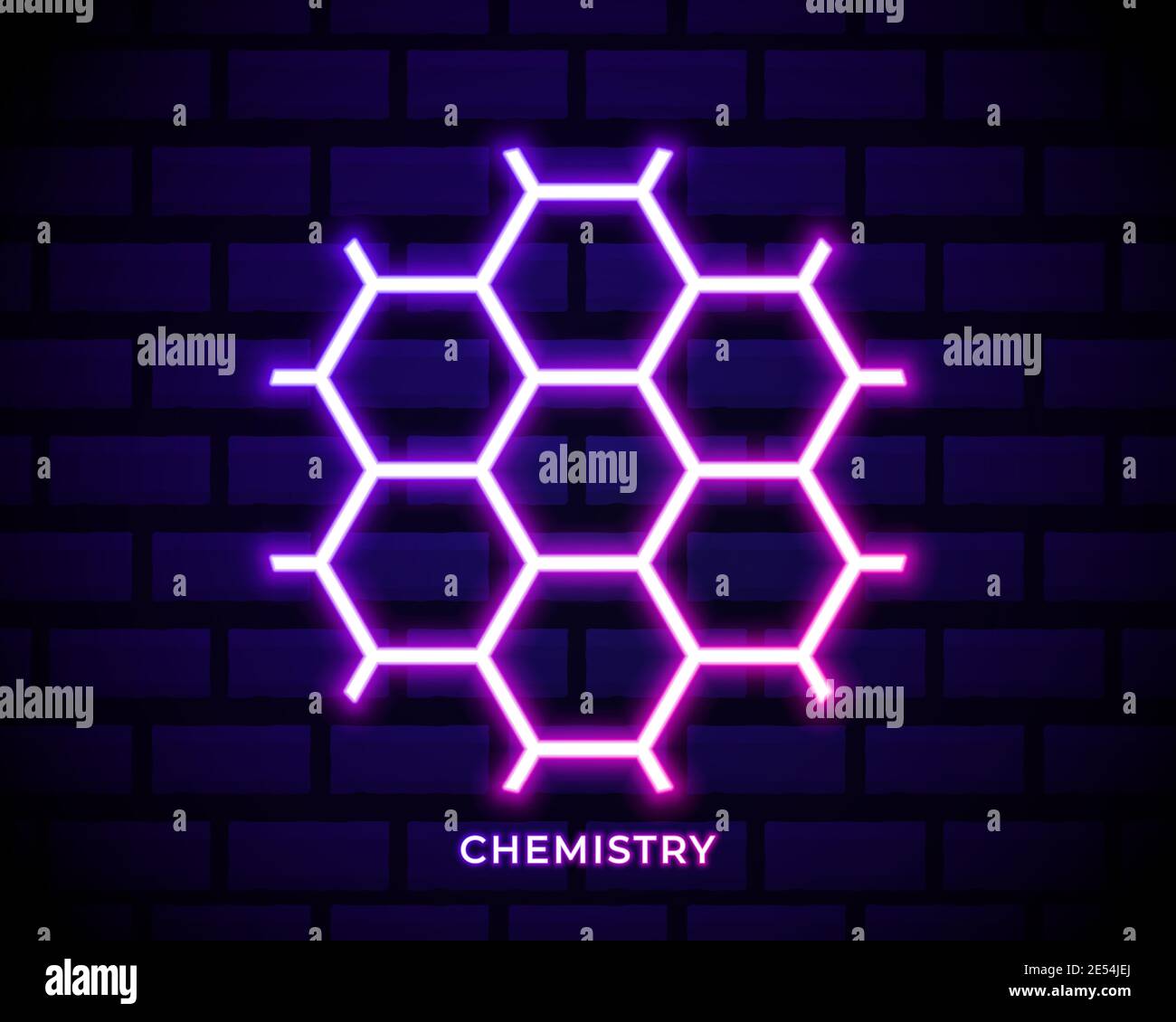 Glowing neon Chemical formula consisting of benzene rings icon isolated ...