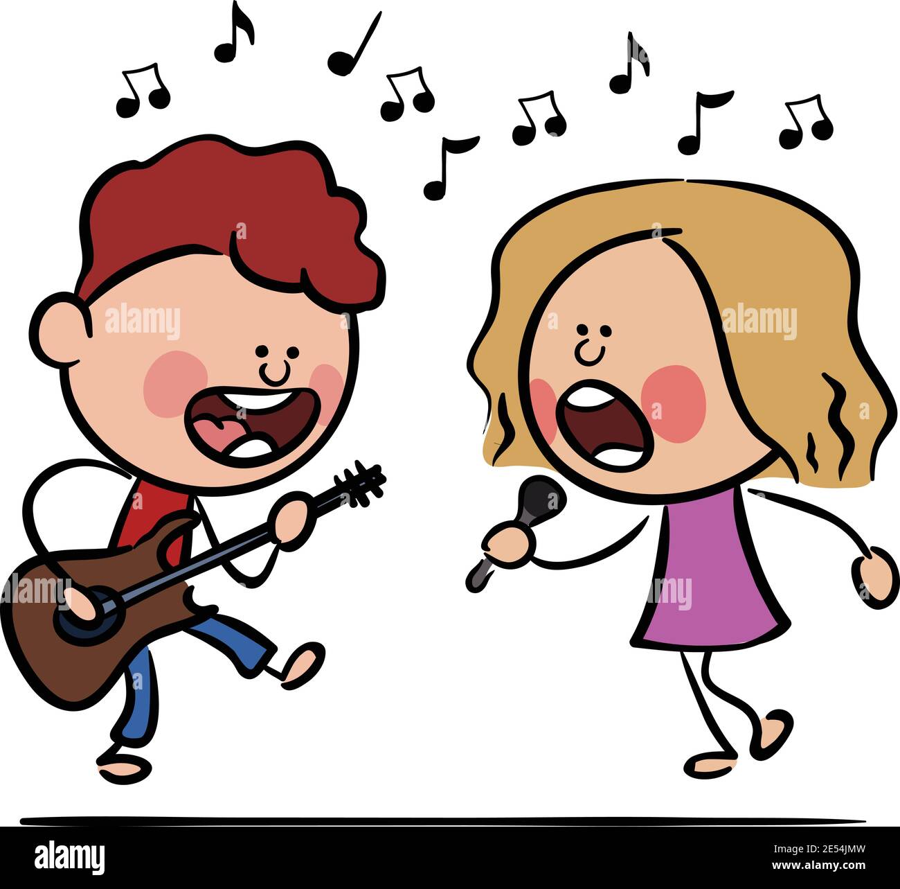 Vector Illustration Of Kids Making Art Performance stock illustration ...
