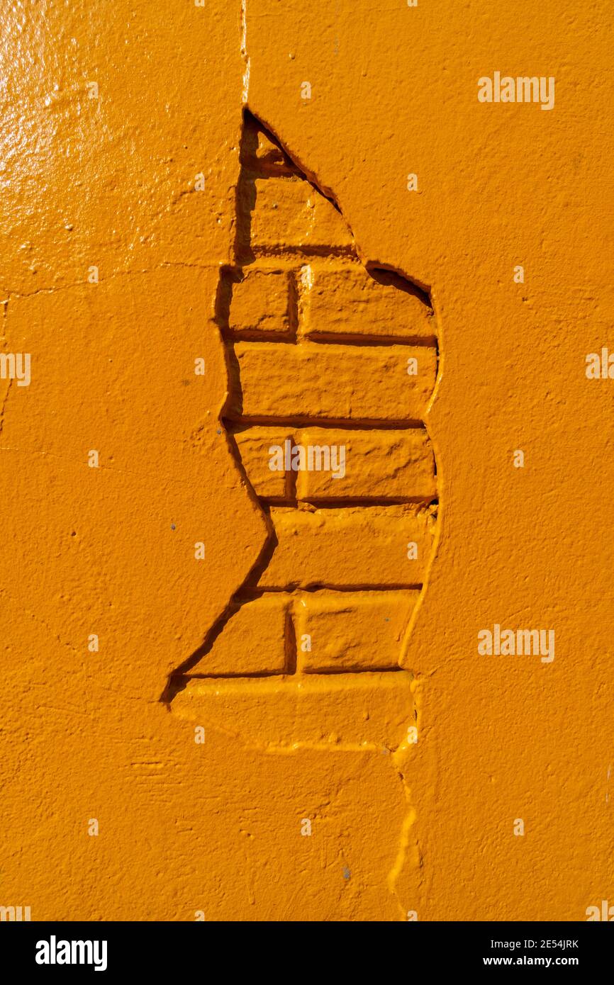 Building wall has painted in orange color at East Village NYC Stock ...