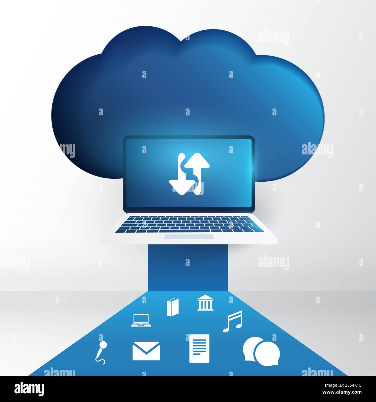 Cloud Computing Technology Design Concept with Laptop and Icons ...