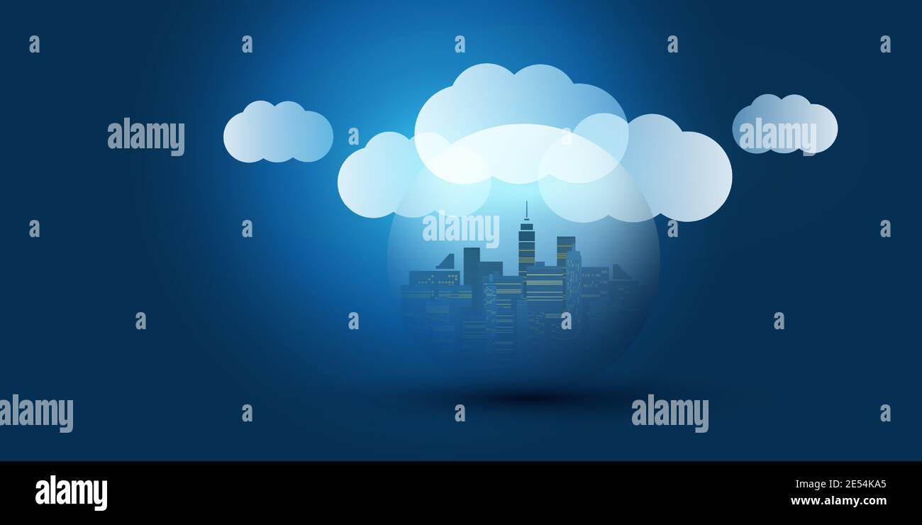 Smart City, Cloud Computing Design Concept with Transparent Globe and ...