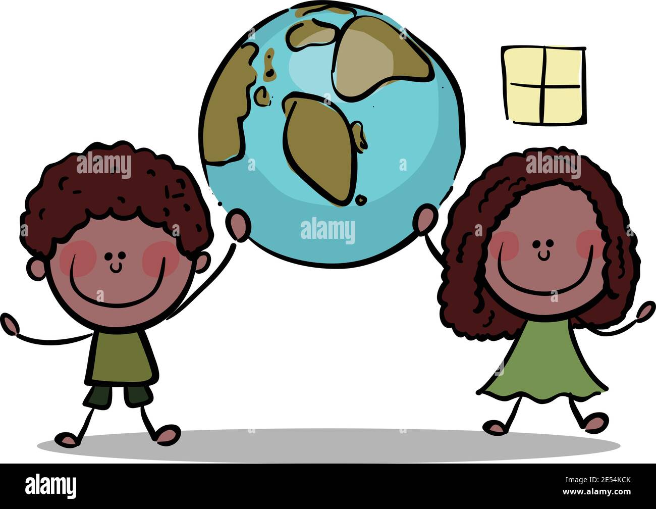 Stick Figure Kids holding planet earth stock illustration , Save Earth ...