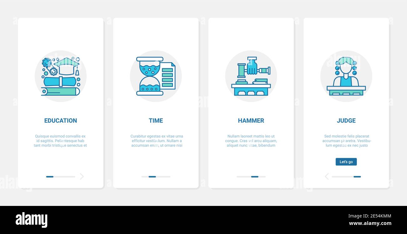 Legal law education concept vector illustration. UX, UI onboarding ...