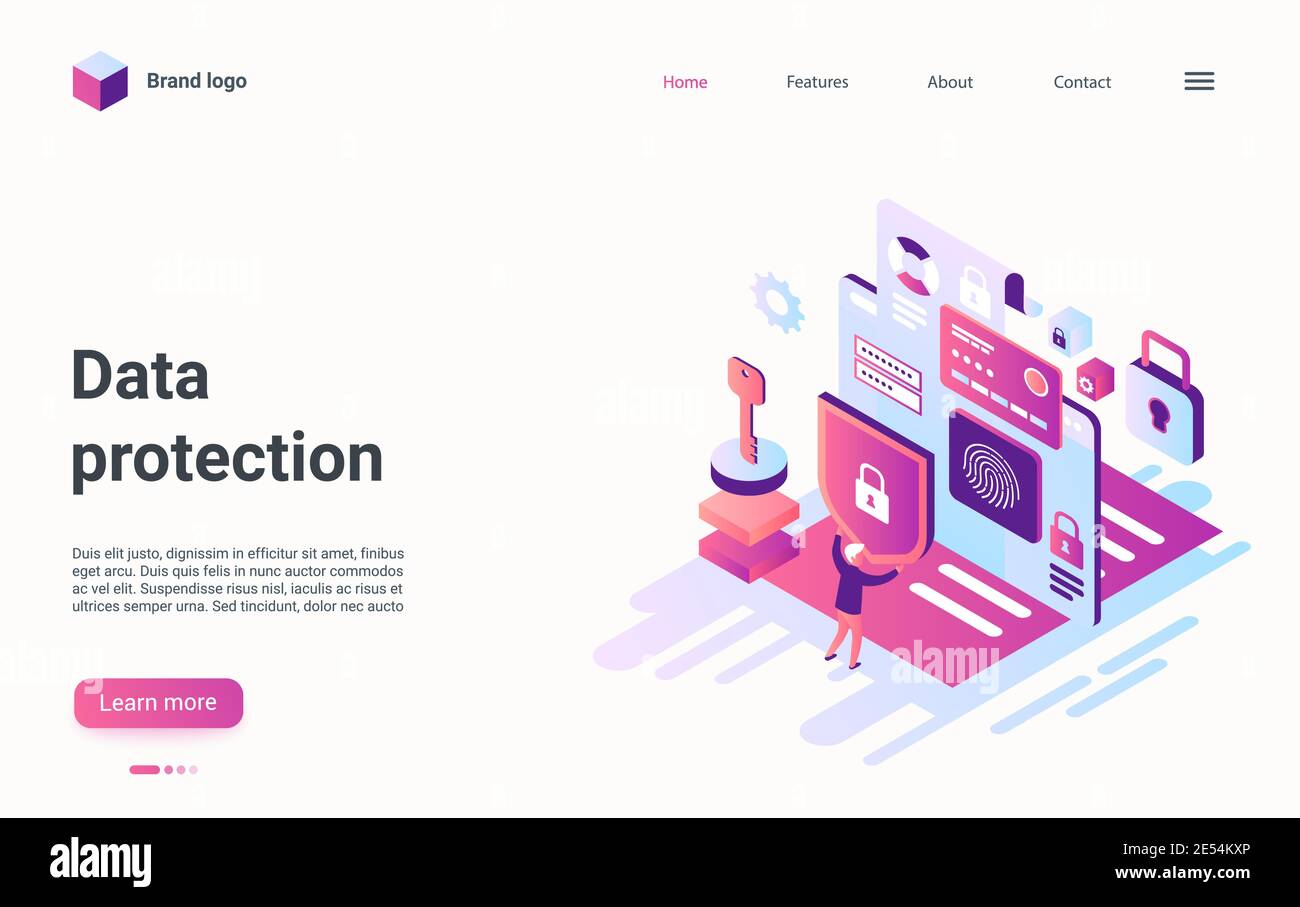 Data protection service, network security isometric vector illustration ...