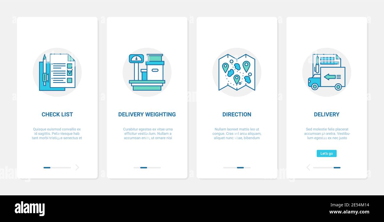 Delivery cargo post service vector illustration. UX, UI onboarding ...