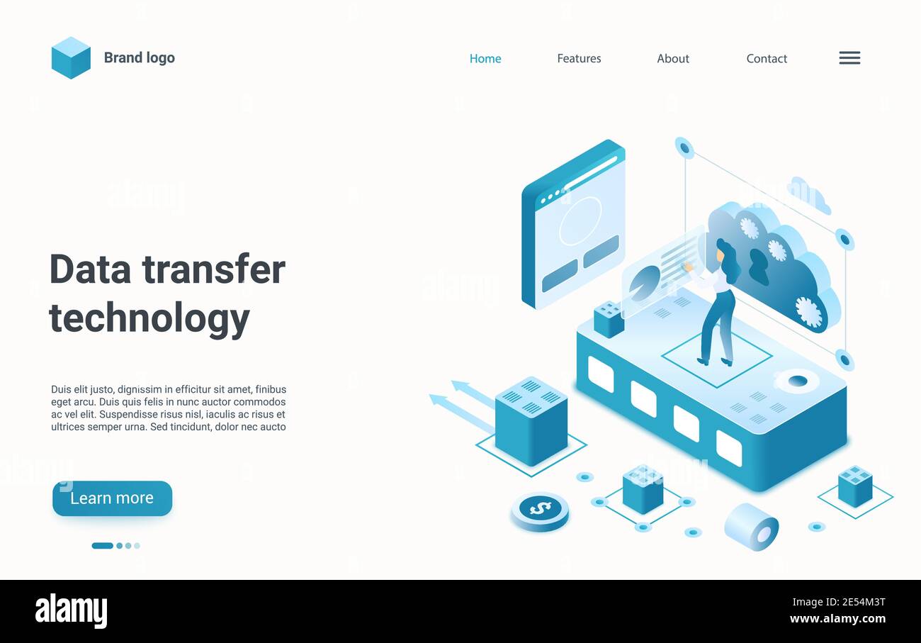Data transfer, management internet technology isometric vector ...