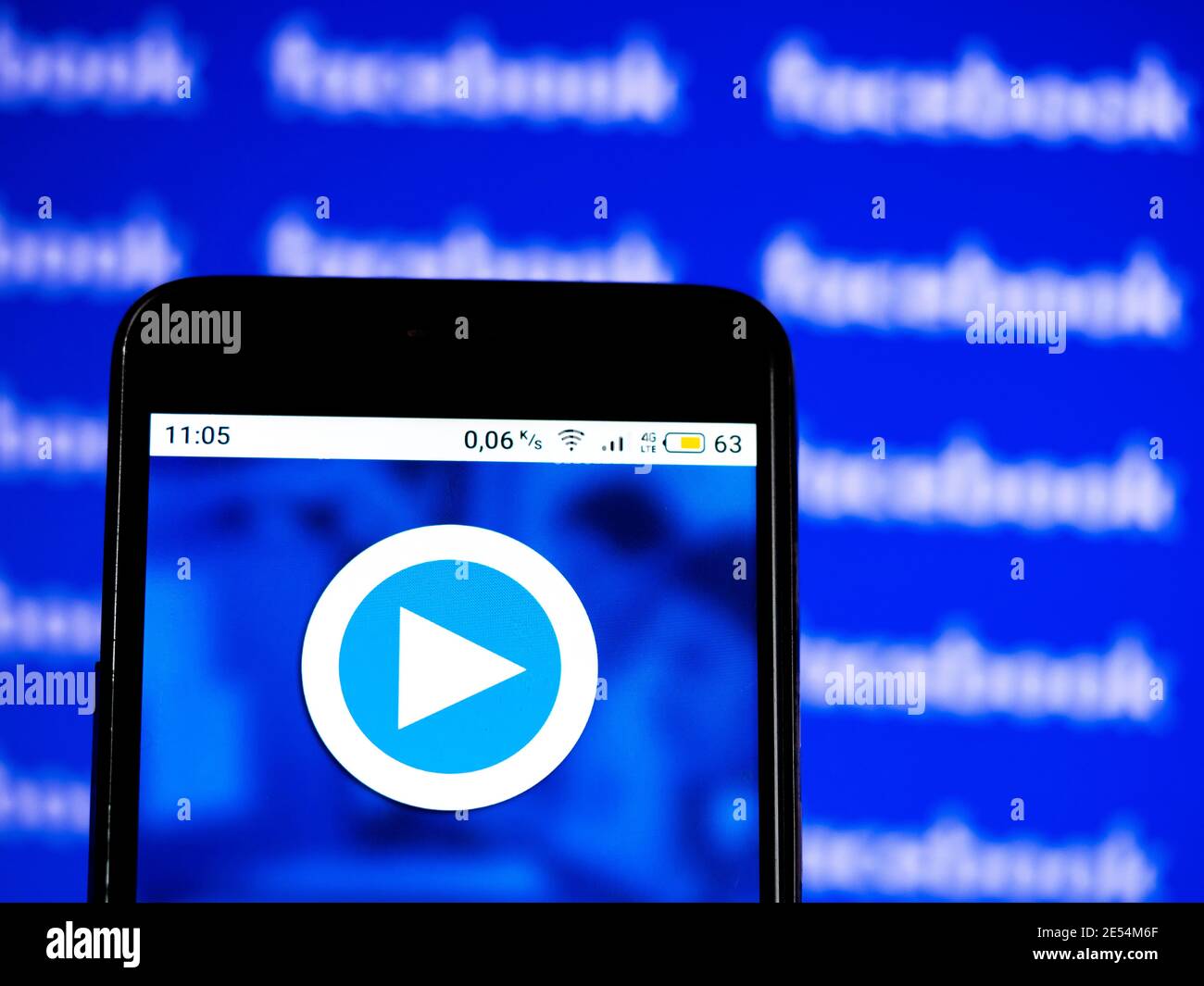 In this photo illustration a Facebook Video logo seen displayed on ...