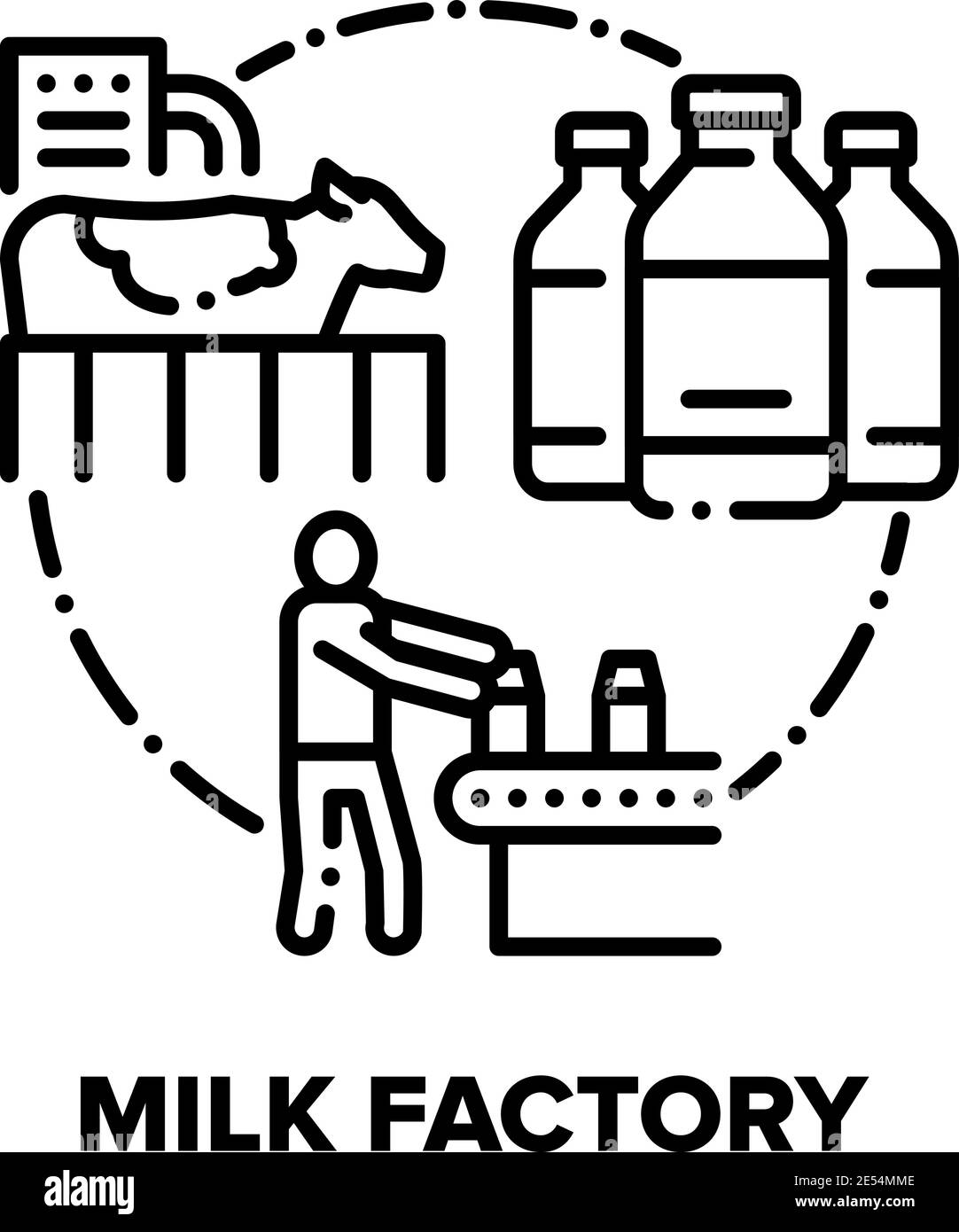 Milk Factory Vector Concept Black Illustrations Stock Vector Image ...