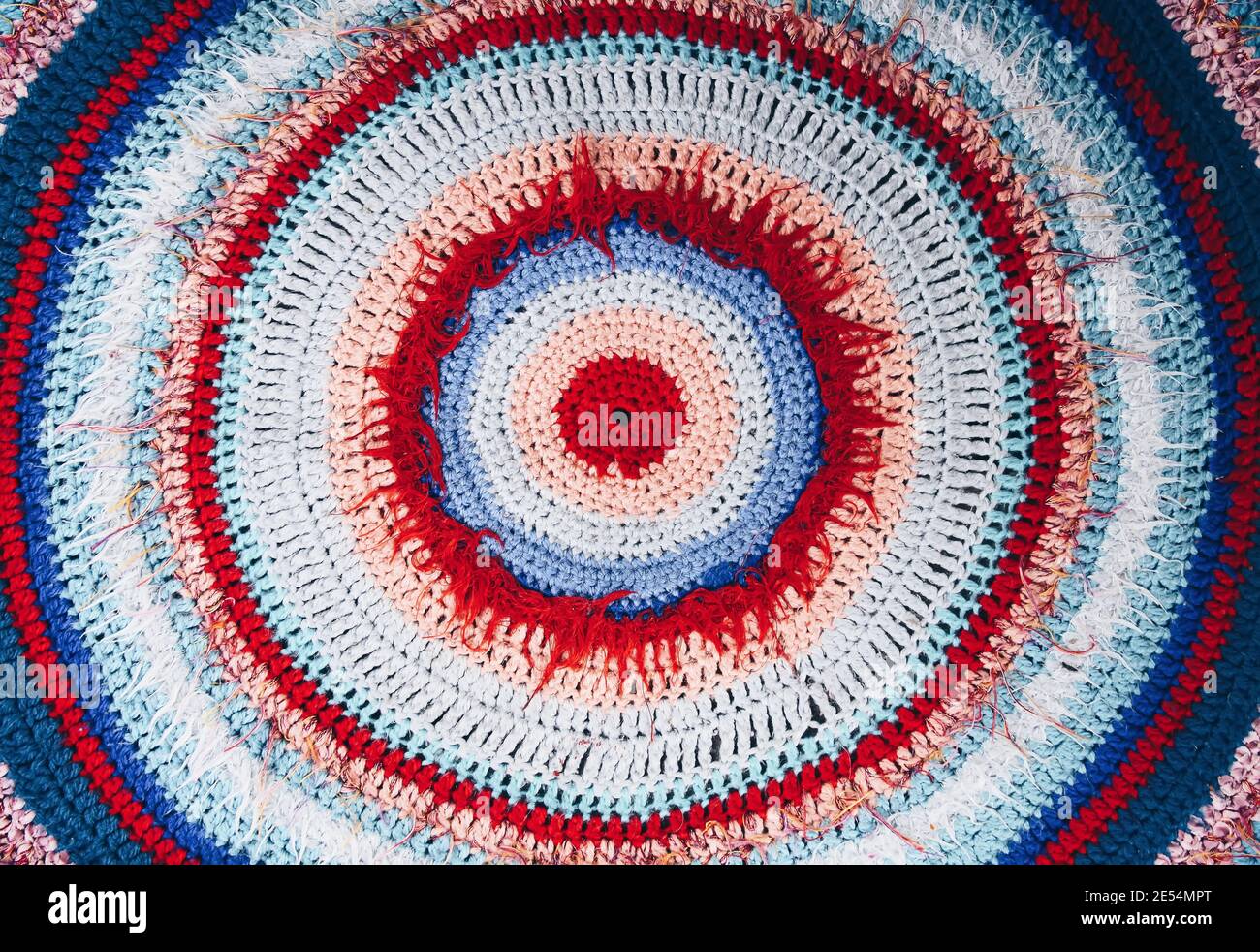 Colorful knitted mat surface with stripes Stock Photo - Alamy