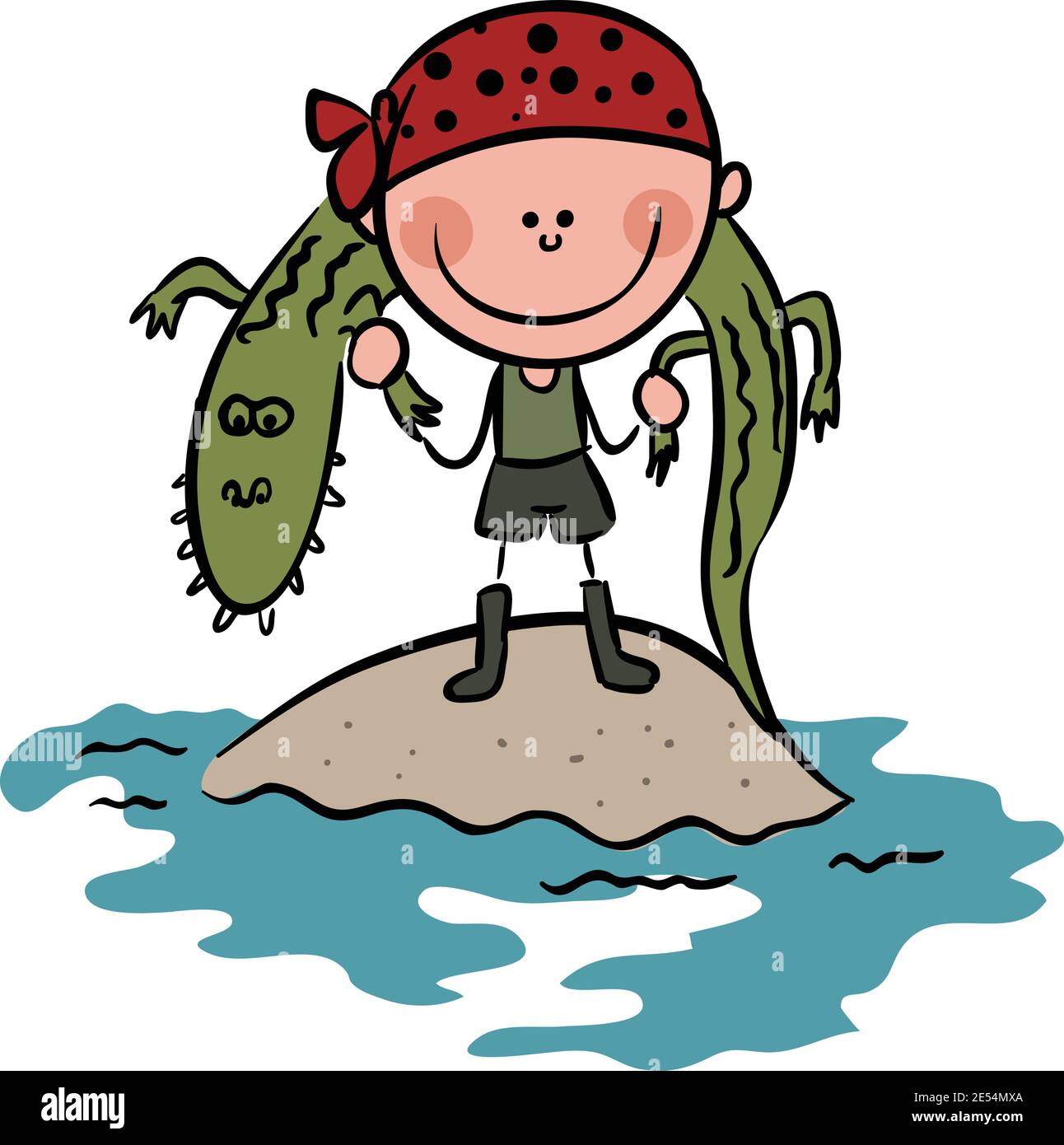 Crocodile Hunter Vector Illustration isolated in white background Stock ...