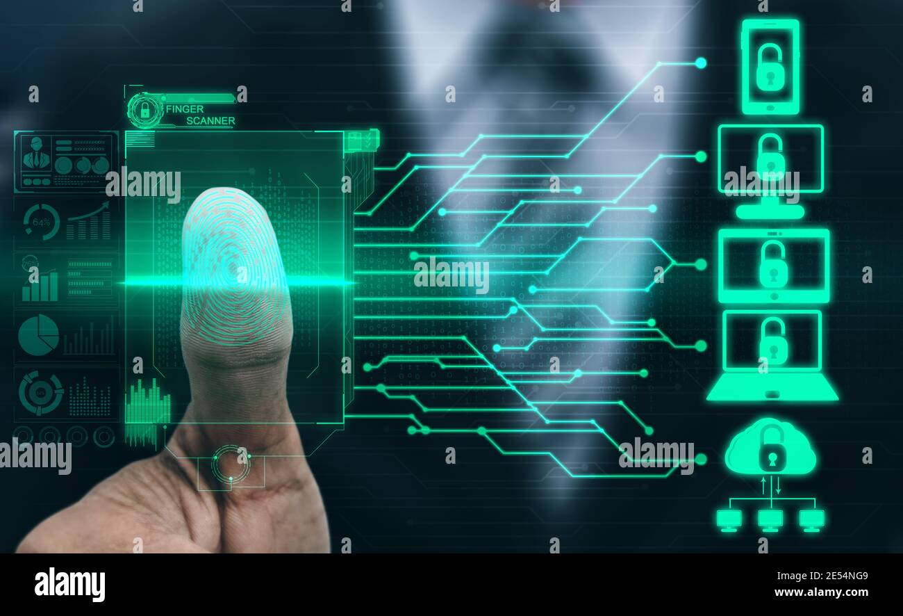 Fingerprint Biometric Digital Scan Technology. Graphic interface ...