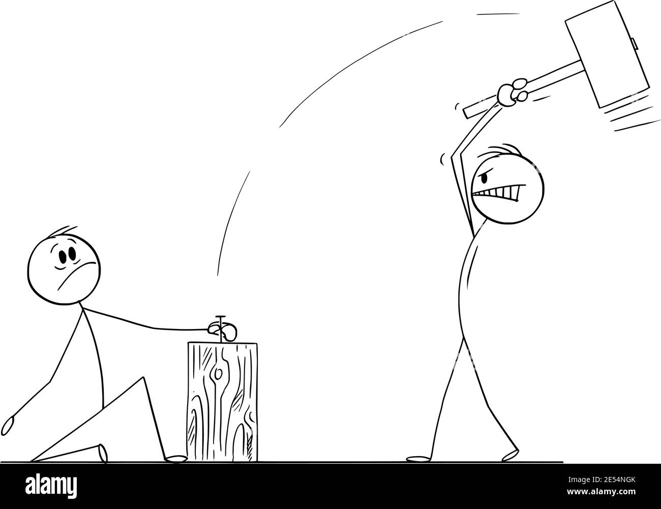 Vector illustration man hammering nail hi-res stock photography and ...