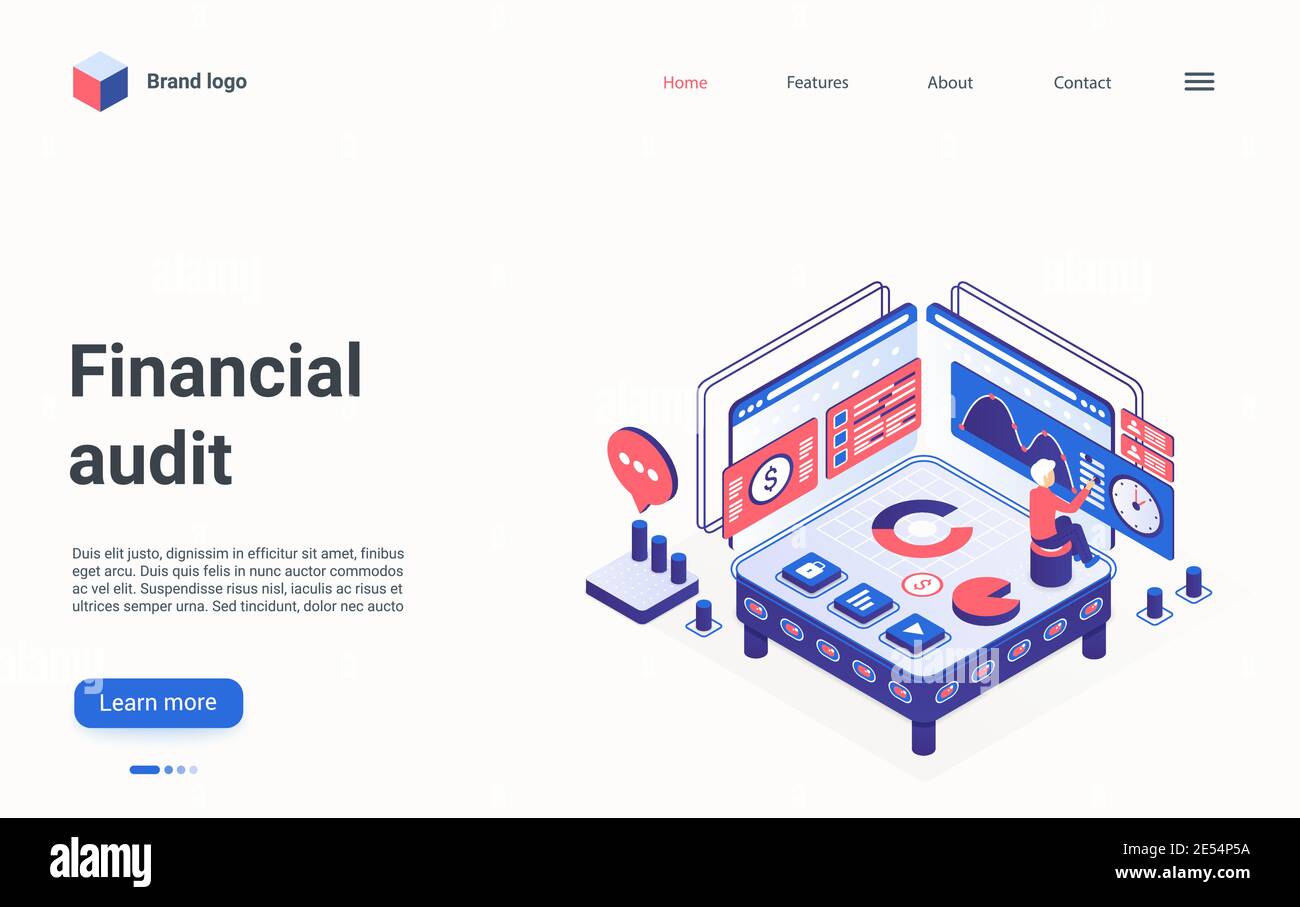 Financial audit concept isometric vector illustration. Cartoon 3d accountant businessman ...