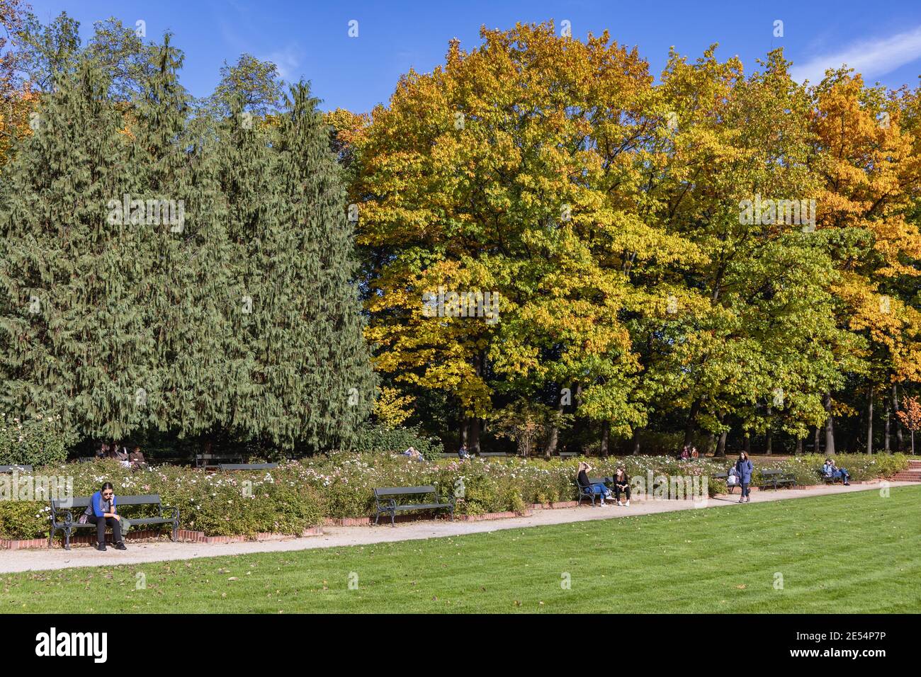 Autumn in Lazienkowski Park also called Lazienki Park - Royal Baths ...