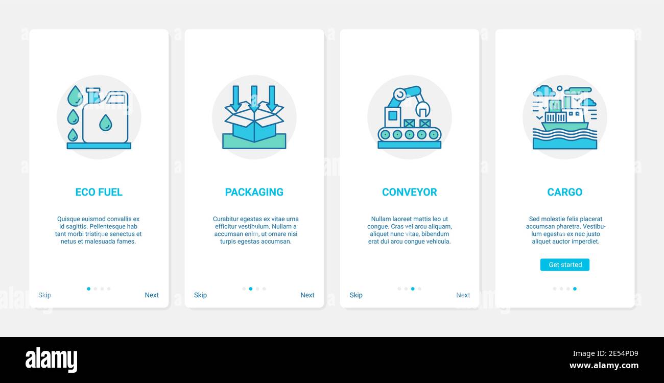 Eco delivery technology vector illustration. UX, UI onboarding mobile ...