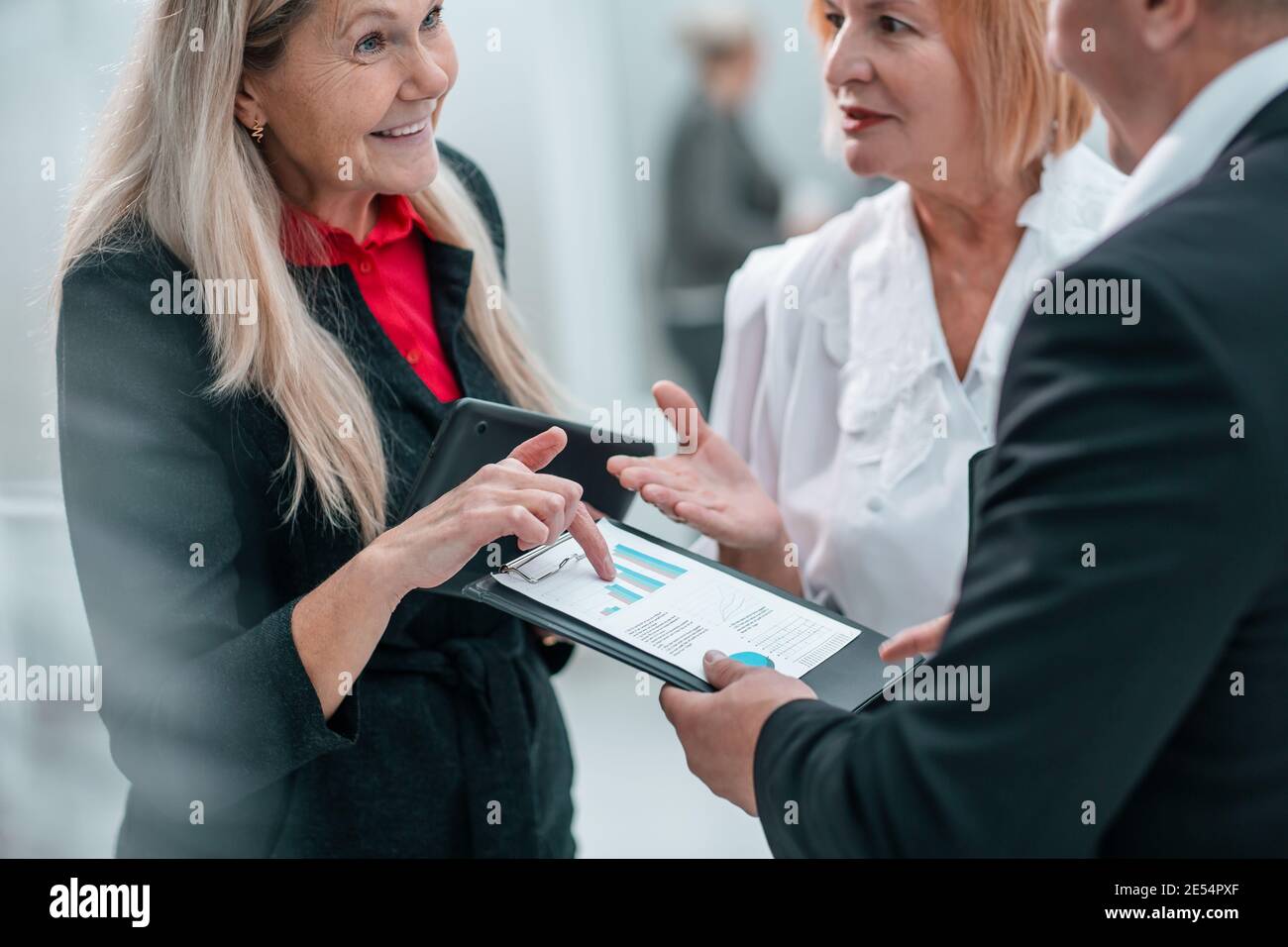 close up . competent businesswoman talking to her colleague Stock Photo ...