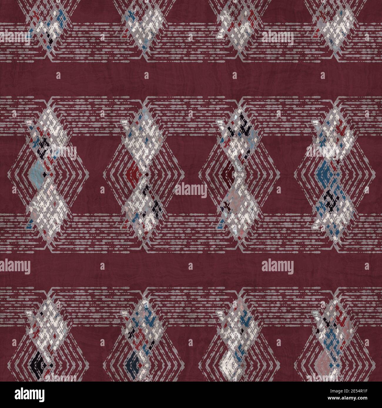 Seamless red white and blue textured retro pattern Stock Photo - Alamy