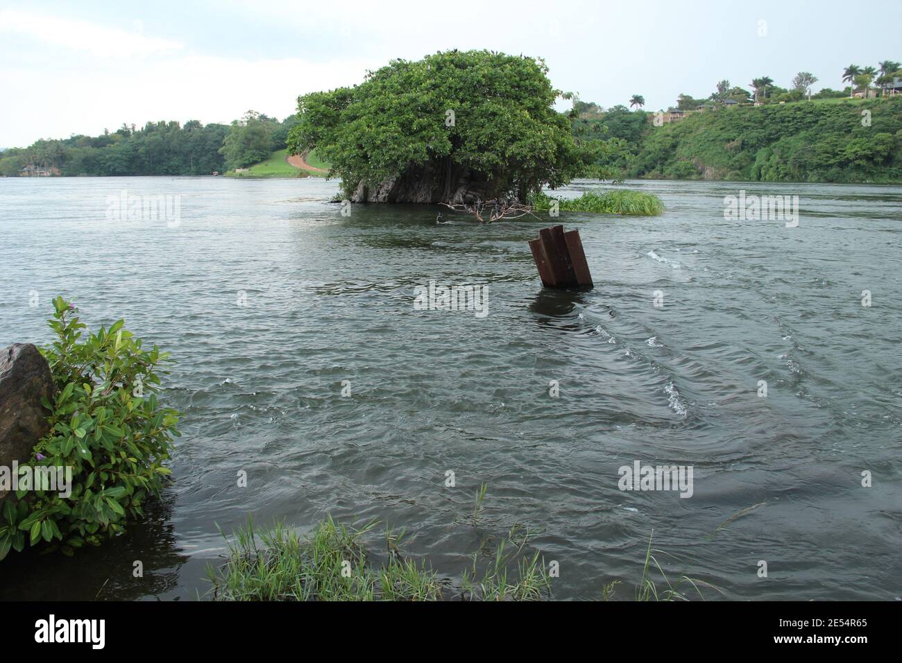 The point where the Nile River begins at Lake Victoria at Jinja in ...
