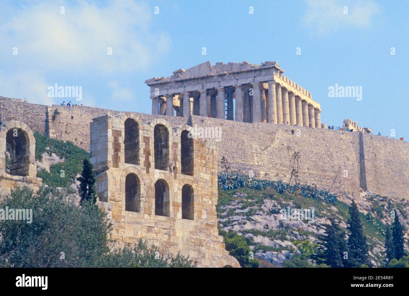 1986 Athens Greece - Theatre of Dionysus seen from the Acropolis of Athens Acropolis Hill. The ...
