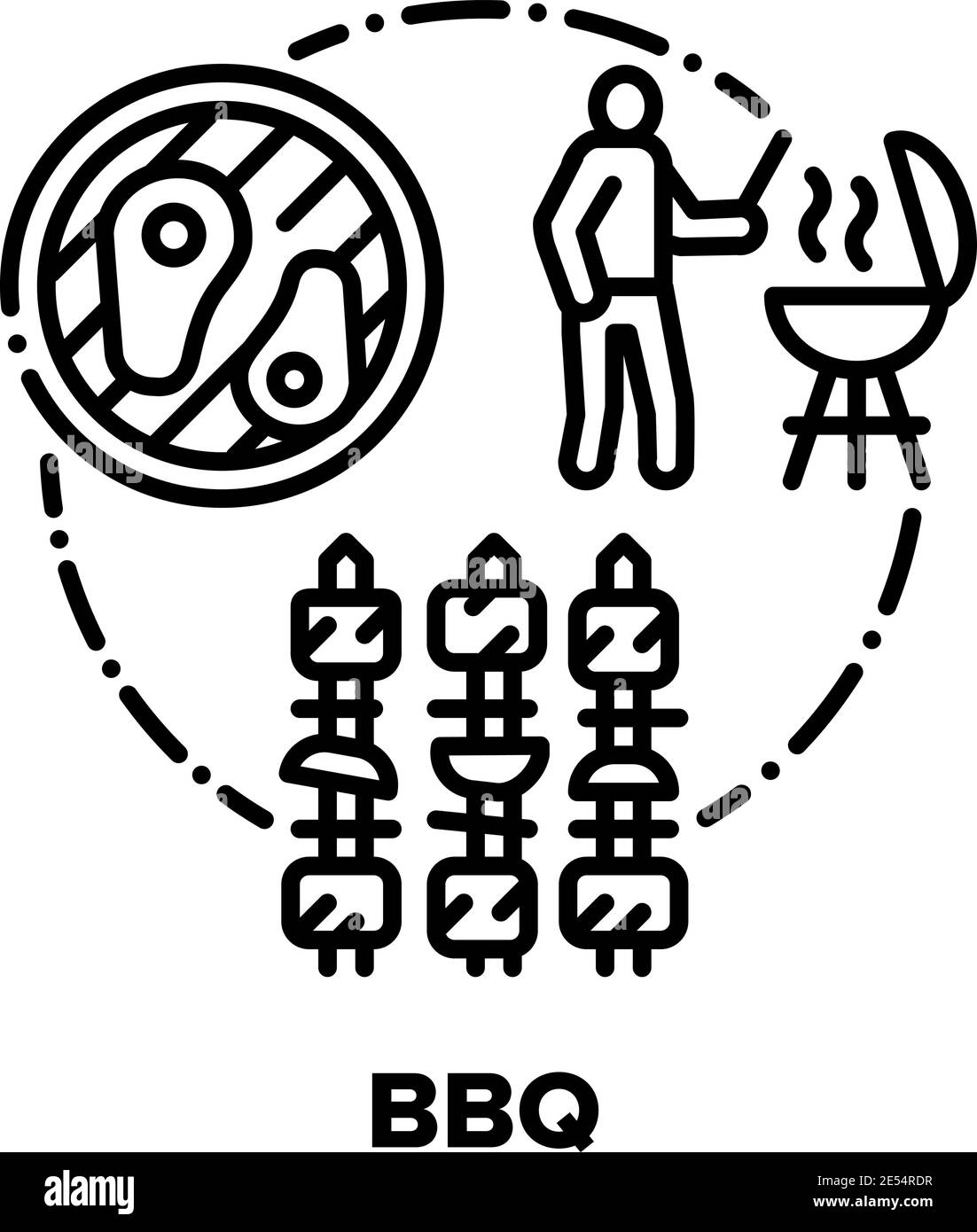 Bbq Picnic Food Vector Concept Black Illustrations Stock Vector Image ...