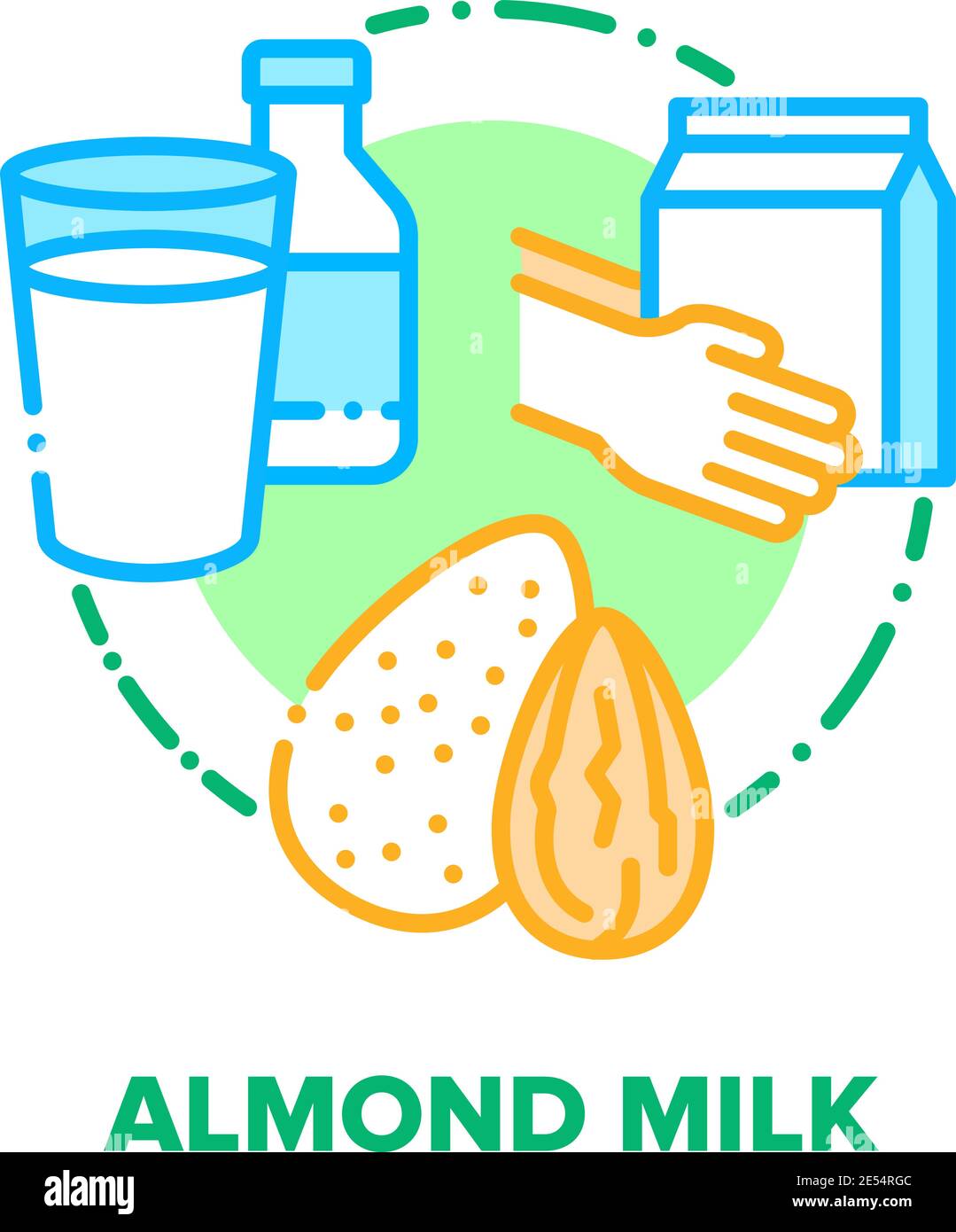 Almond Milk Vector Concept Color Illustration flat Stock Vector Image ...