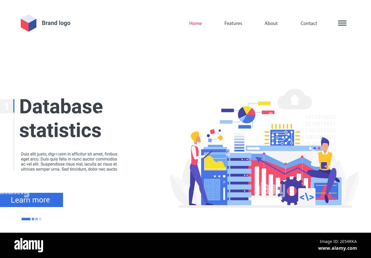 Database statistics vector illustration. Cartoon people organize ...